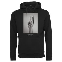 Kapuzensweatshirt MisterTee "MisterTee Herren Peace Sign Hoody", Herren, Gr. L, schwarz, 65% Baumwolle, 35% Polyester, unifarben, Sweatshirts