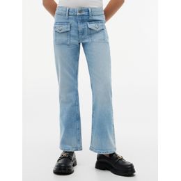 5-Pocket-Jeans Tommy Hilfiger, M&auml;dchen, Gr. 12 (152), N-Gr, denim light 01, Denim/Jeans, Obermaterial: 99% Baumwolle, 1% Elasthan, unifarben, ausgestellt lang, Jeans 5-Pocket-Jeans, Flared Fit, aufgesetzte Taschen, Kinder bis 16 Jahre