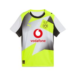 Fu&szlig;balltrikot Puma "BVB AWAY JERSEY REPLICA JR WITH SPONSOR", M&auml;dchen, Gr. 128, gelb (silber mist, gelb alert), Web, Obermaterial: 100% Polyester, bedruckt, regular fit normal, Rundhals, Trikots Fu&szlig;balltrikot, f&uuml;r Fu&szlig;ball, Kurzarm, mit Rundhalsausschnitt, aus Polyester