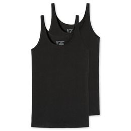 Tr&auml;gertop Schiesser "95/5", Damen, Gr. 38, 000, schwarz, Single Jersey, Obermaterial: 95% Baumwolle, 5% Elasthan, h&uuml;ftbedeckend, Rundhals, Tops Tr&auml;gertop, Single-Jersey Qualit&auml;t, Rundhalsausschnitt, Cotton-Mix