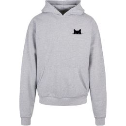 Kapuzensweatshirt Merchcode "Merchcode Halloween - Cat Hoody", Herren, Gr. L, grau, 100% Baumwolle, bedruckt, Sweatshirts