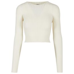 Rundhalspullover Urban Classics "Urban Classics Damen Ladies Short Rib Knit Twisted Back Sweater", Damen, Gr. L, sandwei&szlig;, 35% Polyacryl, 35% Viskose, 30% Polyamid, unifarben, relaxed fit, Rundhals, Pullover Rundhalspullover