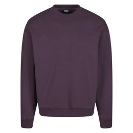 Rundhalspullover Urban Classics "Urban Classics Fluffy Crewneck", Herren, Gr. S, plumlila, 70% Baumwolle, 30% Polyester, unifarben, relaxed fit, Rundhals, Pullover Rundhalspullover