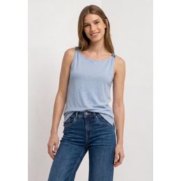 Tr&auml;gertop Street One, Damen, Gr. 34, cashmere blau, Stoff, 95% Viskose, 5% Elasthan, unifarben, normal normal, U-Boot-Ausschnitt, abgesteppt, Tops Tr&auml;gertop, aus elastischem Materialmix