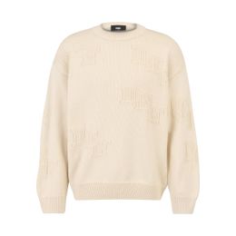 Rundhalspullover DEF "DEF Herren DEF Knit Crewneck", Herren, Gr. L, sand, 50% Polyacryl, 50% Baumwolle, mehrfarbig, relaxed fit, Rundhals, Pullover Rundhalspullover