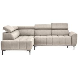 Stylife Ecksofa, Beige, Metall, 3-4-Sitzer, Ottomane links, L-Form, 261x191 cm, Typenauswahl, Stoffauswahl, seitenverkehrt erh&auml;ltlich, Hocker R&uuml;cken echt, Wohnzimmer, Sofas & Couches, Wohnlandschaften, Ecksofas
