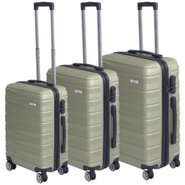 Novel Reisekofferset, Gold, Metall, Kunststoff, Textil, 3-teilig, Zahlenschloss, h&ouml;henverstellbarer Teleskopgriff, 360&deg;-Rollensystem, Tragehenkel, Netzfach, Freizeit, Koffer & Taschen, Reisekoffer-Sets