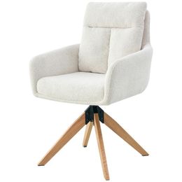 Livetastic Armlehnstuhl, Creme, Holz, Metall, Textil, Eiche, Pappel, massiv, Sperrholz, Flachrohr, 59x92x63 cm, Sitzfl&auml;che 360&deg; drehbar, Esszimmer, St&uuml;hle, Esszimmerst&uuml;hle, Armlehnenst&uuml;hle