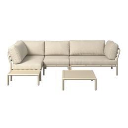 Amatio Loungegarnitur, Sand, Beige, Metall, Textil, 5-teilig, F&uuml;llung: Polyester,Schaumstoff, Polyester, L-Form, einzeln stellbar, 289x169 cm, Loungem&ouml;bel, Gartenlounge-Sets