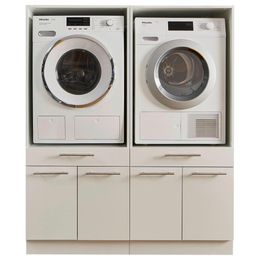 Hauswirtschaftsraum Laundreezy, Wei&szlig;, Holzwerkstoff, 2 Schublade(n) Schubladen, 135x162x67.5 cm, Waschk&uuml;che, Hauswirtschaftsraum