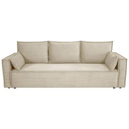 Xora Schlafsofa, Creme, Textil, 3-Sitzer, F&uuml;llung: Schaumstoffflocken,Schaumstoffflocken, 232x85x92 cm, R&uuml;cken echt, Armteil links, rechts, Wohnzimmer, Sofas & Couches, Schlafsofas, Schlafsofas mit Bettkasten