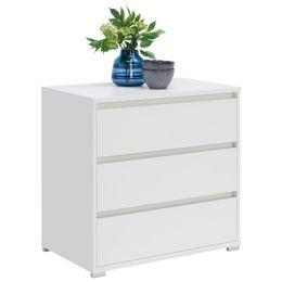 CARRYHOME Kommode, Wei&szlig;, Kunststoff, 3 Schublade(n) Schubladen, 80x79x48 cm, stehend, in verschiedenen Holzdekoren erh&auml;ltlich, Wohnzimmer, Kommoden & Sideboards, Kommoden