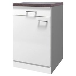 FlexWell K&uuml;chenunterschrank, Wei&szlig;, Holzwerkstoff, 1 F&auml;cher, 1 Schublade(n) Schubladen, einzeln stellbar, 50x85x60 cm, Made in Germany, individuell planbar, K&uuml;chen, K&uuml;chenm&ouml;bel, K&uuml;chenschr&auml;nke, K&uuml;chenunterschr&auml;nke