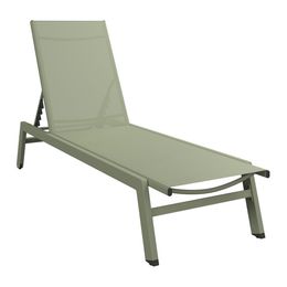 Ambia Garden Sonnenliege, Olivgr&uuml;n, Metall, Textil, 55x92x164 cm, R&uuml;ckenlehne verstellbar, Gartenm&ouml;bel, Gartenliegen