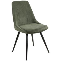 Livetastic Stuhl Cord, Gr&uuml;n, Holz, Metall, Textil, Pappel, Sperrholz, konisch, 49x88x59 cm, Esszimmer, St&uuml;hle, Esszimmerst&uuml;hle, Vierfu&szlig;st&uuml;hle