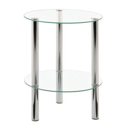 CARRYHOME Beistelltisch, Chrom, Metall, Glas, rund, zylindrisch, 35x35x47 cm, Wohnzimmer, Wohnzimmertische, Beistelltische, Beistelltische Metall
