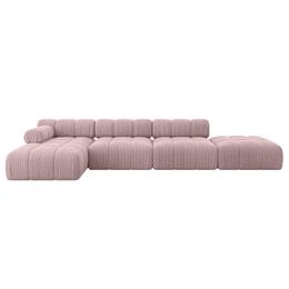 ECKSOFA modulares Sofa Lizur-L2 - 380x160x70 cm Rosa Cord