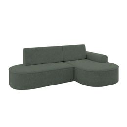 ECKSOFA mit Schlaffunktion und Bettkasten Ottomane Rechts MARI-L1-S - 283x167x73 cm Gr&uuml;n Tissu