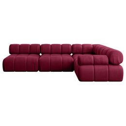 ECKSOFA modulares Sofa Mende-L2 - 285x190x70 cm Bordeauxrot Velours