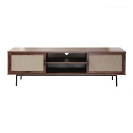 TV-M&Ouml;BEL in walnussdekor mit fronten aus stoff jetson 39,5/45/140 cm