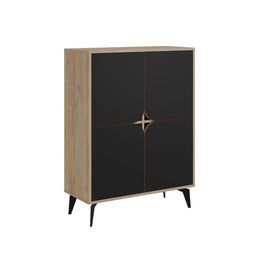 HIGHBOARD mit 4 T&uuml;ren und Metallf&uuml;&szlig;en Flora - 90/38/120 cm