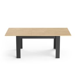 TISCH von 160 bis 200 cm in hamilton-eiche dekor und mattem schwarz - craft 160/90/77 cm