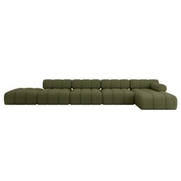 ECKSOFA modulares Sofa Lizur-L3 - 475x160x70 cm Gr&uuml;n Boucl&eacute;