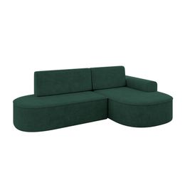ECKSOFA mit Schlaffunktion und Bettkasten Ottomane Rechts MARI-L1-S - 283x167x73 cm Gr&uuml;n Velours
