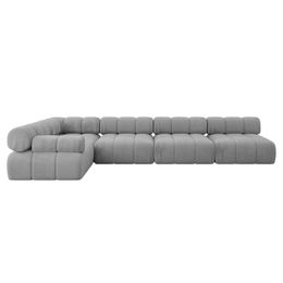 ECKSOFA modulares Sofa Mende-L3 - 380x190x70 cm Hellgrau Velours