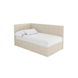 EINZELBETT Jugendbett mit Bettkasten Rechts, mit Matratze - LOVY 90x200 Beige