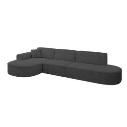 ECKSOFA Ottomane Links MARI-L2 - 328x171x79 cm Dunkelgrau Velours