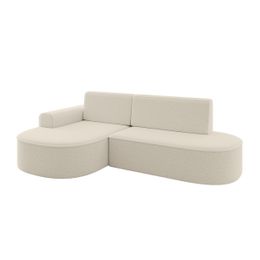 ECKSOFA mit Schlaffunktion und Bettkasten Ottomane Links MARI-L1-S - 283x167x85 cm Beige Boucl&eacute;