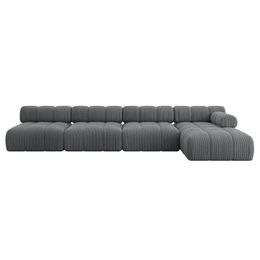 ECKSOFA modulares Sofa Razon-L3 - 380x160x70 cm Dunkelgrau Cord