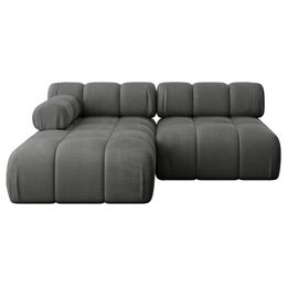 ECKSOFA modulares Sofa Razon-L1 - 190x160x70 cm Dunkelgrau Velours