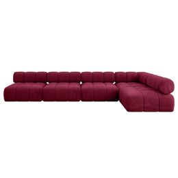 ECKSOFA modulares Sofa Samaro-L3 - 380x190x70 cm Bordeauxrot Velours
