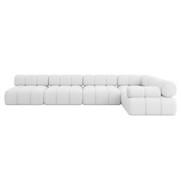 ECKSOFA modulares Sofa Mende-L3 - 380x190x70 cm Wei&szlig; Boucl&eacute;