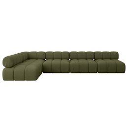 ECKSOFA modulares Sofa Samaro-L3 - 380x190x70 cm Gr&uuml;n Boucl&eacute;