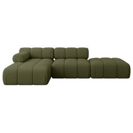 ECKSOFA modulares Sofa Lizur-L1 - 285x160x70 cm Gr&uuml;n Boucl&eacute;