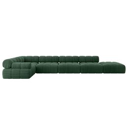 ECKSOFA modulares Sofa Felto-L3 - 475x190x70 cm Gr&uuml;n Cord
