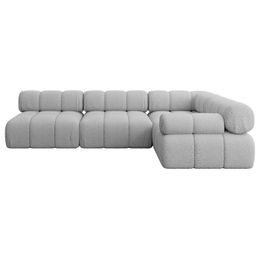 ECKSOFA modulares Sofa Mende-L2 - 285x190x70 cm Hellgrau Boucl&eacute;