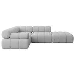 ECKSOFA modulares Sofa Felto-L1 - 285x190x70 cm Hellgrau Boucl&eacute;