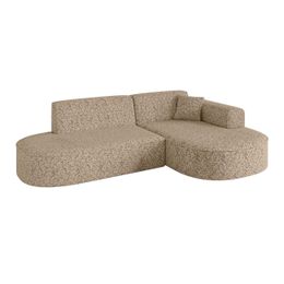 ECKSOFA Ottomane Rechts MARI-L1 - 243x171x79 cm Braun Tissu