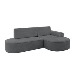 ECKSOFA mit Schlaffunktion und Bettkasten Ottomane Rechts MARI-L1-S - 283x167x85 cm Dunkelgrau Cord