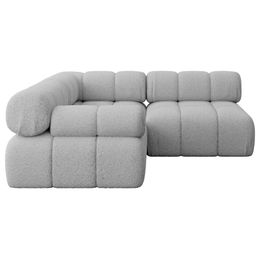 ECKSOFA modulares Sofa Mende-L1 - 190x190x70 cm Hellgrau Boucl&eacute;
