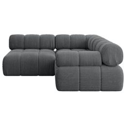 ECKSOFA modulares Sofa Mende-L1 - 190x190x70 cm Dunkelgrau Cord