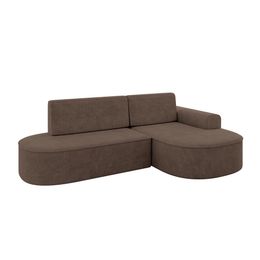 ECKSOFA mit Schlaffunktion und Bettkasten Ottomane Rechts MARI-L1-S - 283x167x73 cm Braun Velours