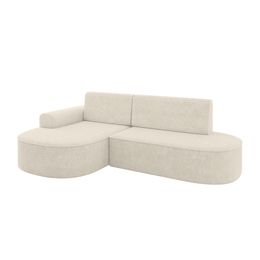 ECKSOFA mit Schlaffunktion und Bettkasten Ottomane Links MARI-L1-S - 283x167x73 cm Creme Tissu