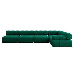 ECKSOFA modulares Sofa Mende-L3 - 380x190x70 cm Dunkelgr&uuml;n Velours