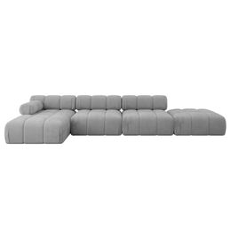 ECKSOFA modulares Sofa Lizur-L2 - 380x160x70 cm Hellgrau Velours