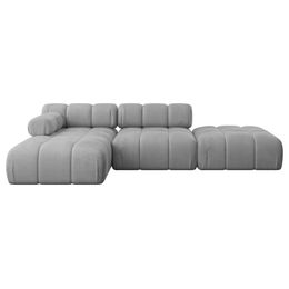 ECKSOFA modulares Sofa Lizur-L1 - 285x160x70 cm Hellgrau Velours